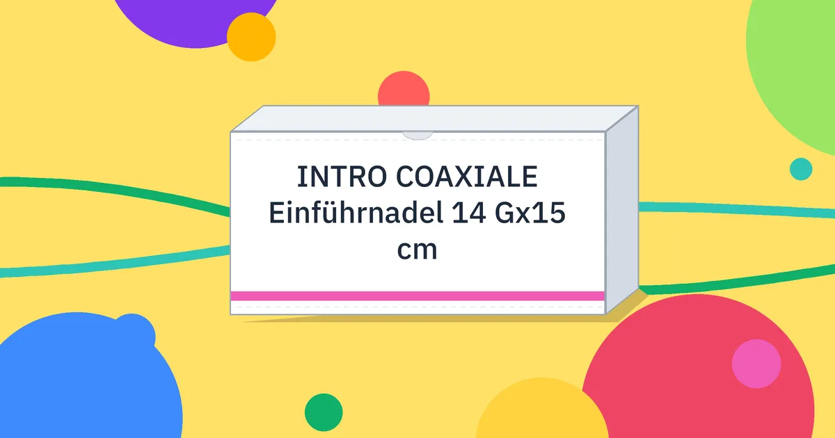 Symbolbild: Packung mit der Aufschrift INTRO COAXIALE Einführnadel 14 Gx15 cm (PZN 16918728) – Verfügbarkeit und Bezug in Apotheken in Frankfurt am Main