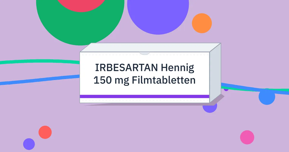 Symbolbild: Packung mit der Aufschrift IRBESARTAN Hennig 150 mg Filmtabletten (PZN 09782719) – Verfügbarkeit und Bezug in Apotheken in Frankfurt am Main