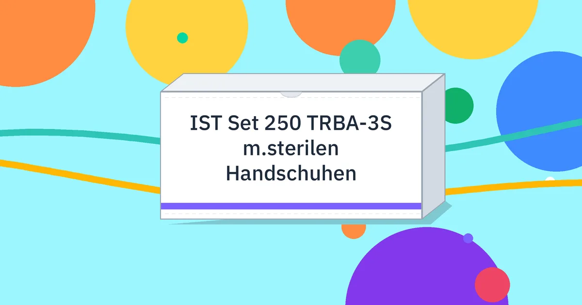 Symbolbild: Packung mit der Aufschrift IST Set 250 TRBA-3S m.sterilen Handschuhen (PZN 10416931) – Verfügbarkeit und Bezug in Apotheken in Frankfurt am Main