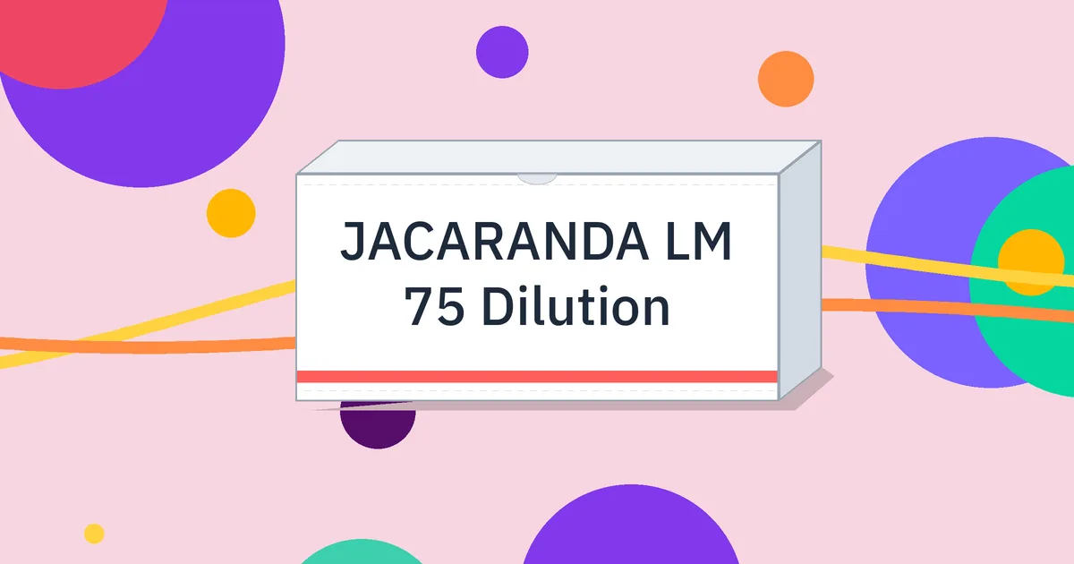Symbolbild: Packung mit der Aufschrift JACARANDA LM 75 Dilution (PZN 13561651) – Verfügbarkeit und Bezug in Apotheken in Frankfurt am Main