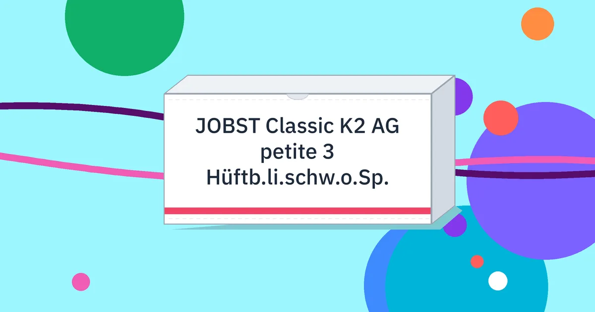 Symbolbild: Packung mit der Aufschrift JOBST Classic K2 AG petite 3 Hüftb.li.schw.o.Sp. (PZN 13064651) – Verfügbarkeit und Bezug in Apotheken in Frankfurt am Main