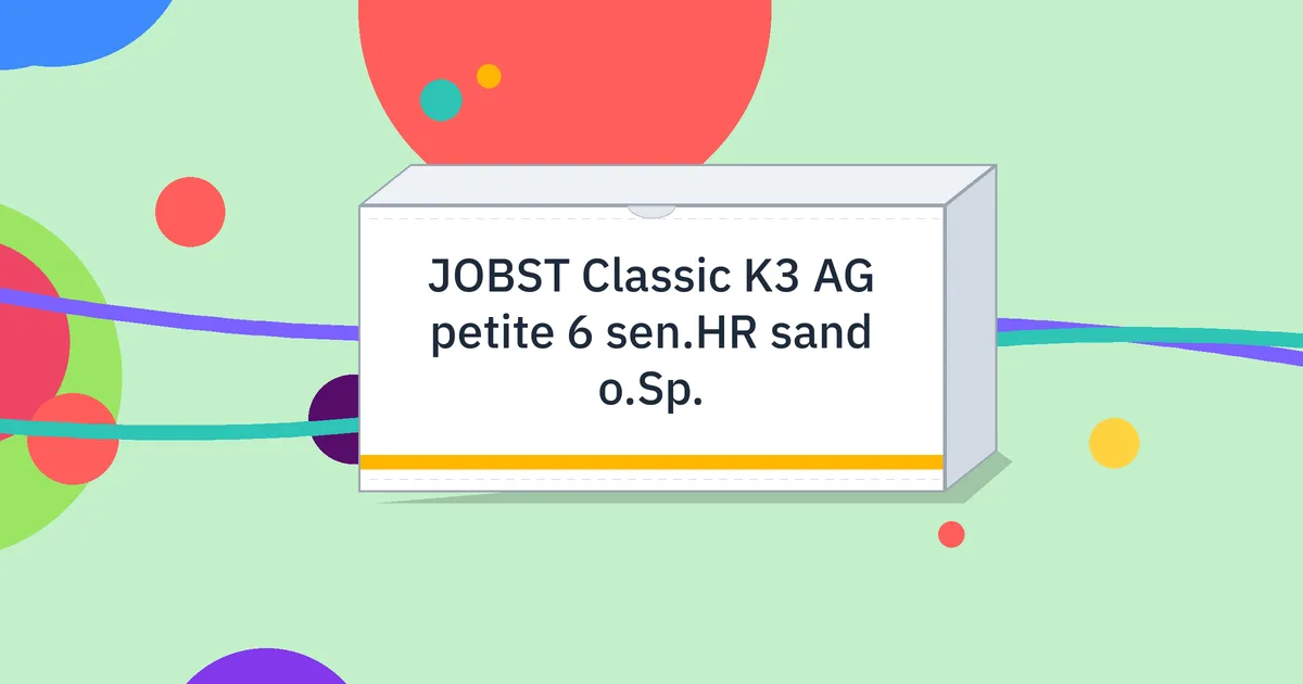 Symbolbild: Packung mit der Aufschrift JOBST Classic K3 AG petite 6 sen.HR sand o.Sp. (PZN 17956292) – Verfügbarkeit und Bezug in Apotheken in Frankfurt am Main