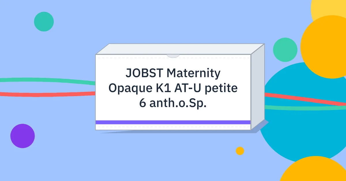 Symbolbild: Packung mit der Aufschrift JOBST Maternity Opaque K1 AT-U petite 6 anth.o.Sp. (PZN 15855368) – Verfügbarkeit und Bezug in Apotheken in Frankfurt am Main