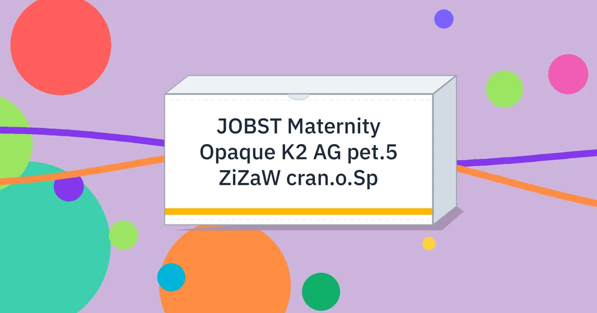 Symbolbild: Packung mit der Aufschrift JOBST Maternity Opaque K2 AG pet.5 ZiZaW cran.o.Sp (PZN 15858579) – Verfügbarkeit und Bezug in Apotheken in Frankfurt am Main