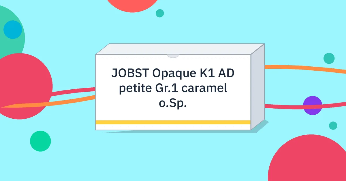 Symbolbild: Packung mit der Aufschrift JOBST Opaque K1 AD petite Gr.1 caramel o.Sp. (PZN 13079836) – Verfügbarkeit und Bezug in Apotheken in Frankfurt am Main