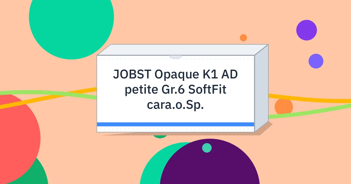 Symbolbild: Packung mit der Aufschrift JOBST Opaque K1 AD petite Gr.6 SoftFit cara.o.Sp. (PZN 13080472) – Verfügbarkeit und Bezug in Apotheken in Frankfurt am Main