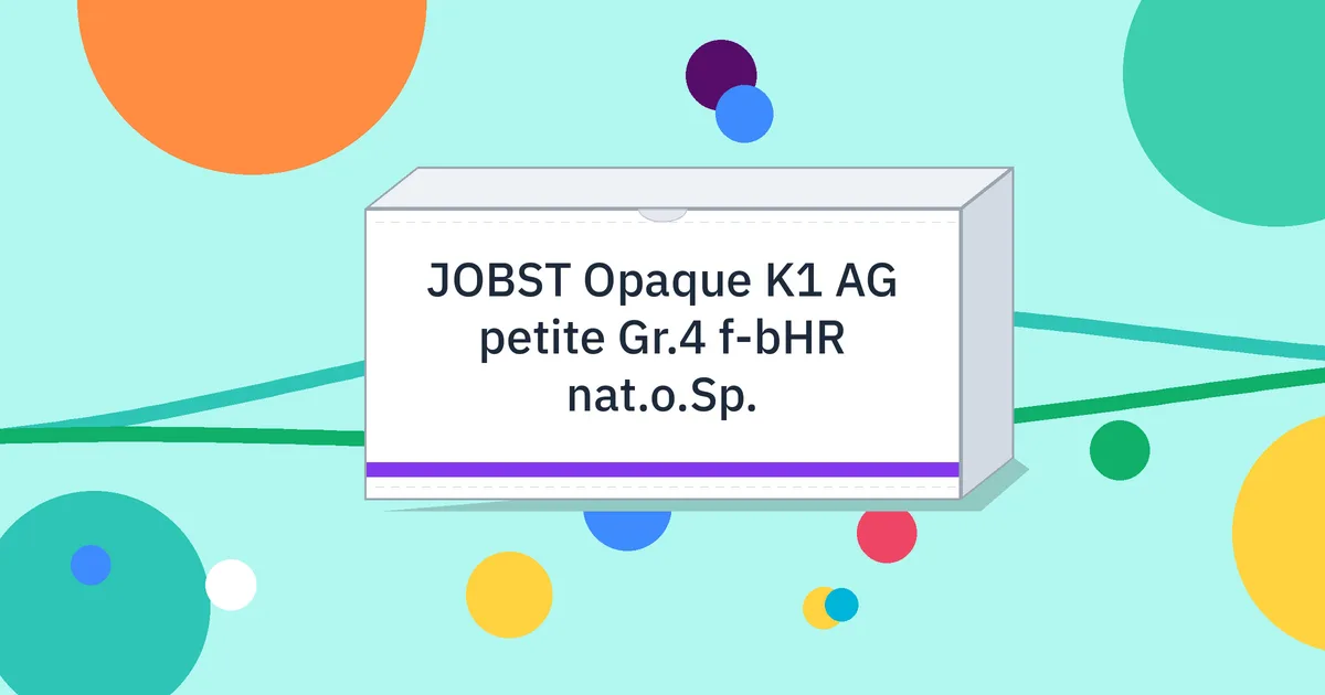 Symbolbild: Packung mit der Aufschrift JOBST Opaque K1 AG petite Gr.4 f-bHR nat.o.Sp. (PZN 13087497) – Verfügbarkeit und Bezug in Apotheken in Frankfurt am Main