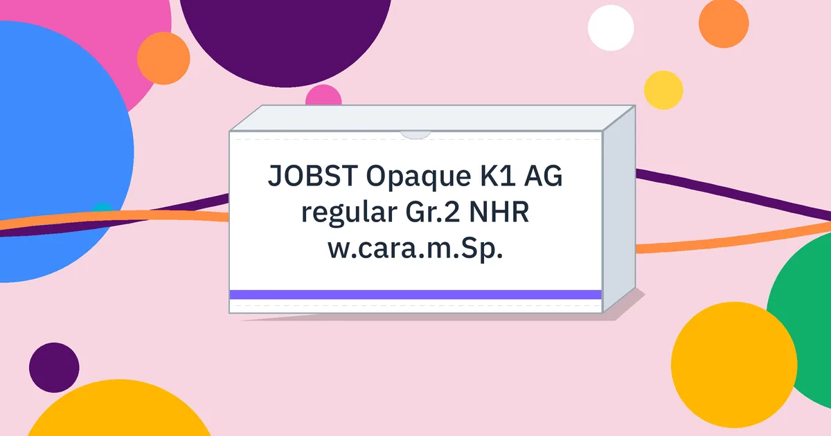 Symbolbild: Packung mit der Aufschrift JOBST Opaque K1 AG regular Gr.2 NHR w.cara.m.Sp. (PZN 13095485) – Verfügbarkeit und Bezug in Apotheken in Frankfurt am Main