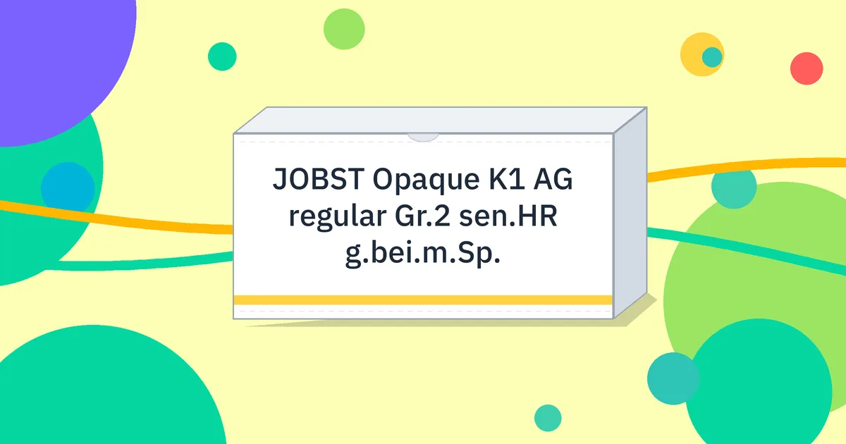 Symbolbild: Packung mit der Aufschrift JOBST Opaque K1 AG regular Gr.2 sen.HR g.bei.m.Sp. (PZN 16265812) – Verfügbarkeit und Bezug in Apotheken in Frankfurt am Main