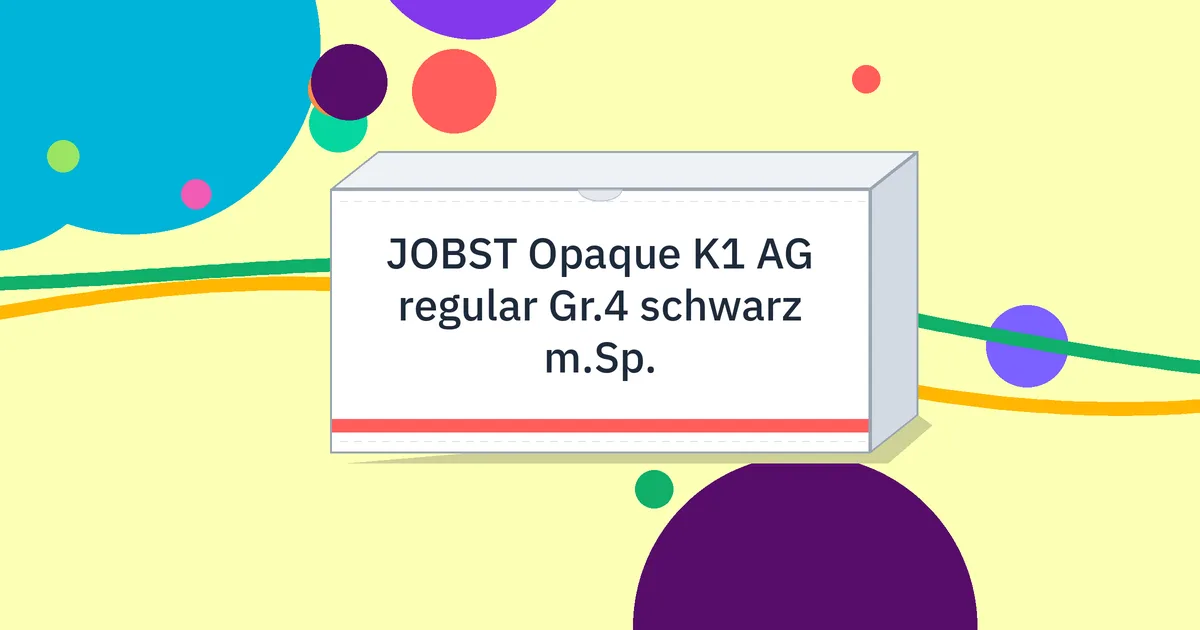 Symbolbild: Packung mit der Aufschrift JOBST Opaque K1 AG regular Gr.4 schwarz m.Sp. (PZN 13094178) – Verfügbarkeit und Bezug in Apotheken in Frankfurt am Main