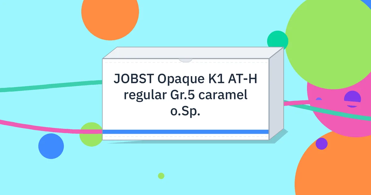 Symbolbild: Packung mit der Aufschrift JOBST Opaque K1 AT-H regular Gr.5 caramel o.Sp. (PZN 13105605) – Verfügbarkeit und Bezug in Apotheken in Frankfurt am Main