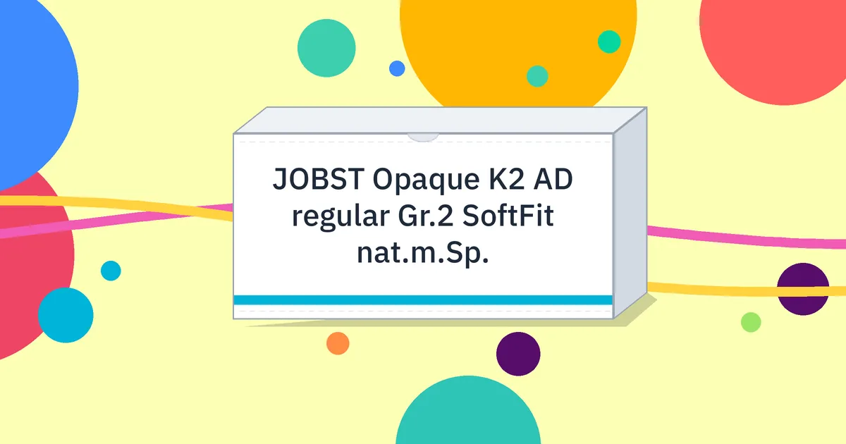 Symbolbild: Packung mit der Aufschrift JOBST Opaque K2 AD regular Gr.2 SoftFit nat.m.Sp. (PZN 11250094) – Verfügbarkeit und Bezug in Apotheken in Frankfurt am Main