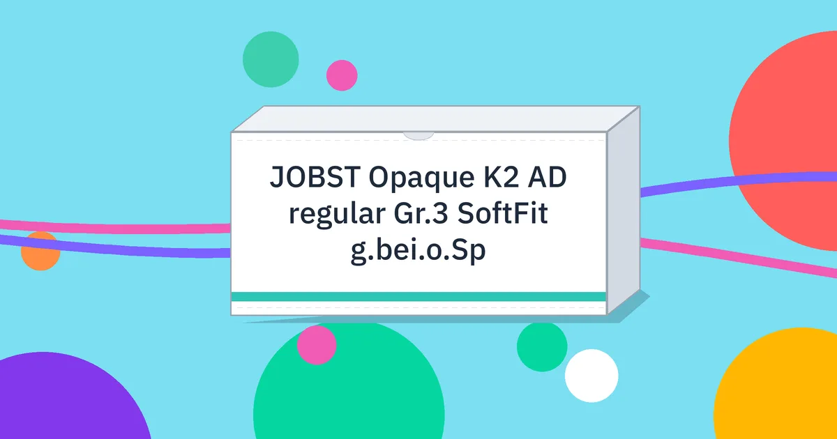 Symbolbild: Packung mit der Aufschrift JOBST Opaque K2 AD regular Gr.3 SoftFit g.bei.o.Sp (PZN 16277620) – Verfügbarkeit und Bezug in Apotheken in Frankfurt am Main