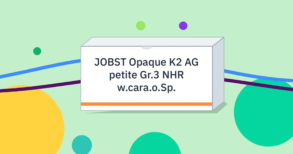Symbolbild: Packung mit der Aufschrift JOBST Opaque K2 AG petite Gr.3 NHR w.cara.o.Sp. (PZN 11255938) – Verfügbarkeit und Bezug in Apotheken in Frankfurt am Main