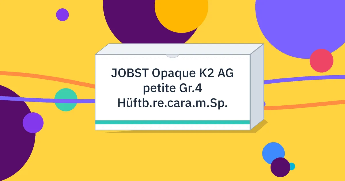 Symbolbild: Packung mit der Aufschrift JOBST Opaque K2 AG petite Gr.4 Hüftb.re.cara.m.Sp. (PZN 13114998) – Verfügbarkeit und Bezug in Apotheken in Frankfurt am Main