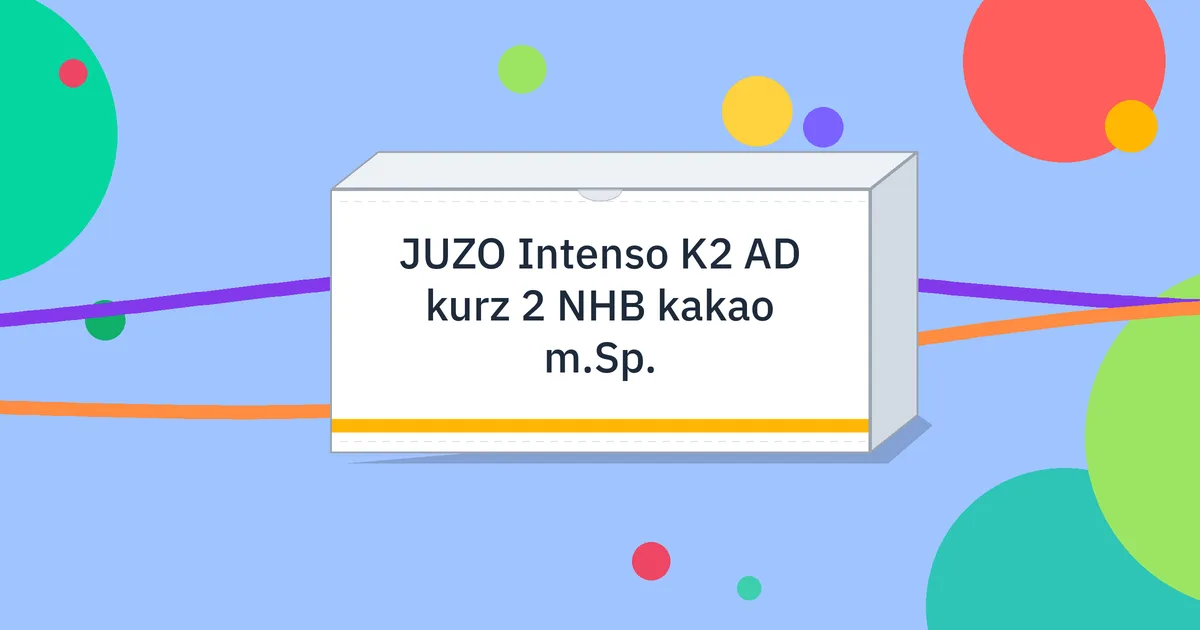 Symbolbild: Packung mit der Aufschrift JUZO Intenso K2 AD kurz 2 NHB kakao m.Sp. (PZN 18611230) – Verfügbarkeit und Bezug in Apotheken in Frankfurt am Main