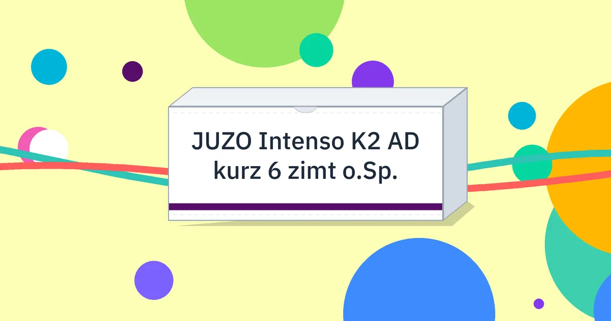 Symbolbild: Packung mit der Aufschrift JUZO Intenso K2 AD kurz 6 zimt o.Sp. (PZN 18617994) – Verfügbarkeit und Bezug in Apotheken in Frankfurt am Main