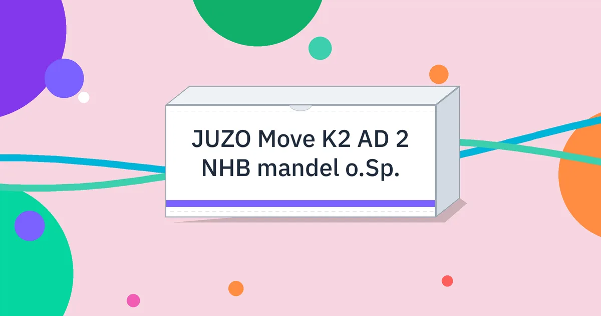 Symbolbild: Packung mit der Aufschrift JUZO Move K2 AD 2 NHB mandel o.Sp. (PZN 16341252) – Verfügbarkeit und Bezug in Apotheken in Frankfurt am Main