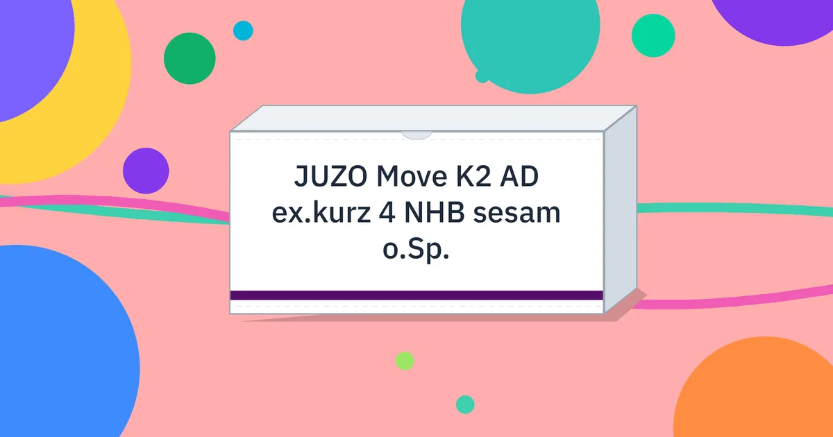 Symbolbild: Packung mit der Aufschrift JUZO Move K2 AD ex.kurz 4 NHB sesam o.Sp. (PZN 18510753) – Verfügbarkeit und Bezug in Apotheken in Frankfurt am Main