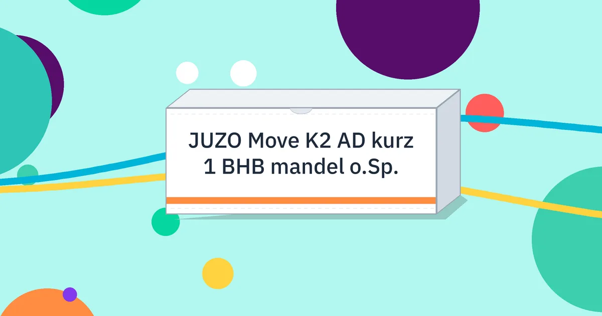 Symbolbild: Packung mit der Aufschrift JUZO Move K2 AD kurz 1 BHB mandel o.Sp. (PZN 16341826) – Verfügbarkeit und Bezug in Apotheken in Frankfurt am Main