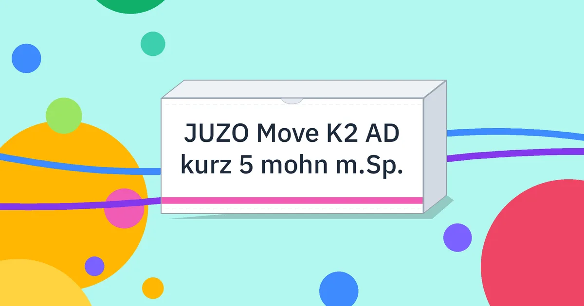 Symbolbild: Packung mit der Aufschrift JUZO Move K2 AD kurz 5 mohn m.Sp. (PZN 18540257) – Verfügbarkeit und Bezug in Apotheken in Frankfurt am Main