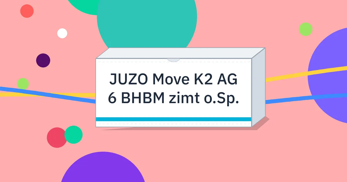 Symbolbild: Packung mit der Aufschrift JUZO Move K2 AG 6 BHBM zimt o.Sp. (PZN 18526642) – Verfügbarkeit und Bezug in Apotheken in Frankfurt am Main