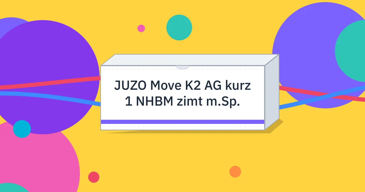 Symbolbild: Packung mit der Aufschrift JUZO Move K2 AG kurz 1 NHBM zimt m.Sp. (PZN 18527251) – Verfügbarkeit und Bezug in Apotheken in Frankfurt am Main
