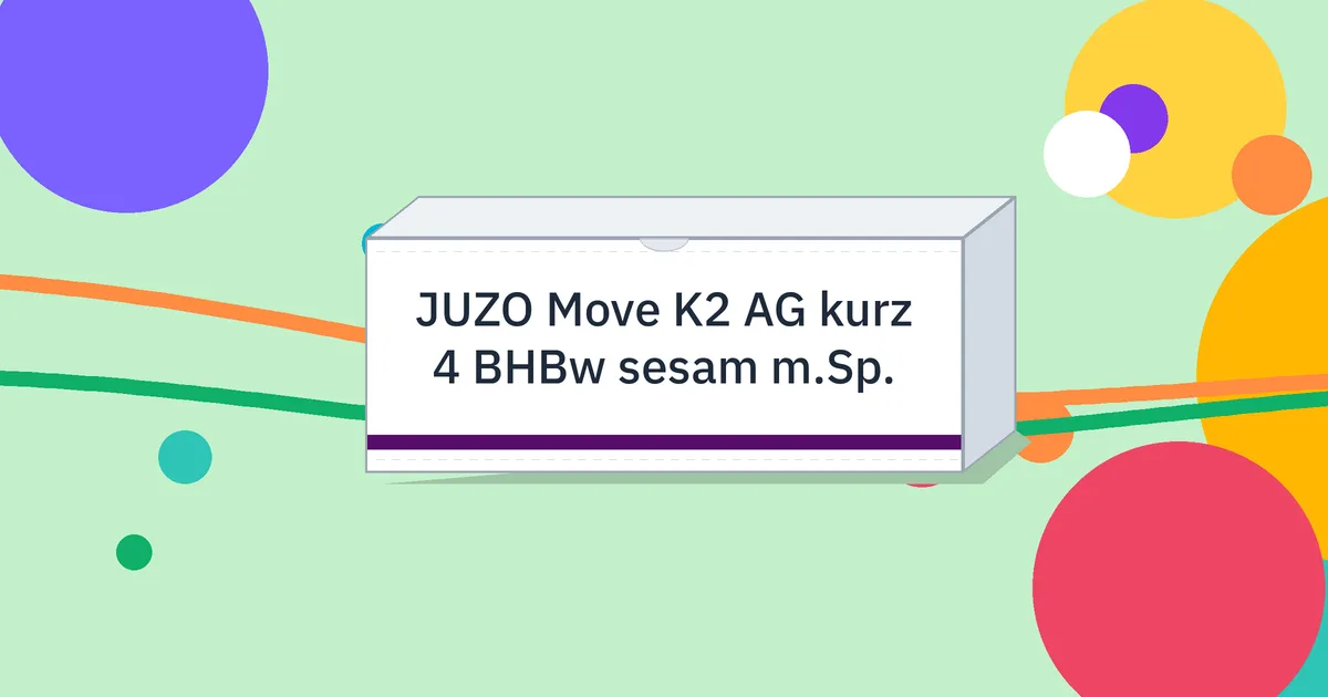 Symbolbild: Packung mit der Aufschrift JUZO Move K2 AG kurz 4 BHBw sesam m.Sp. (PZN 18528463) – Verfügbarkeit und Bezug in Apotheken in Frankfurt am Main