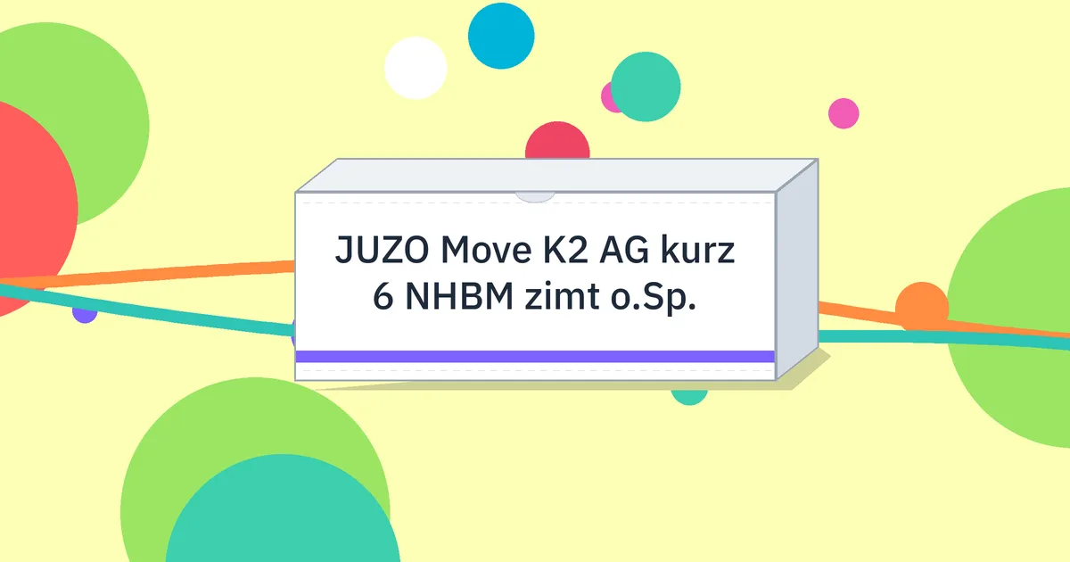 Symbolbild: Packung mit der Aufschrift JUZO Move K2 AG kurz 6 NHBM zimt o.Sp. (PZN 18529267) – Verfügbarkeit und Bezug in Apotheken in Frankfurt am Main