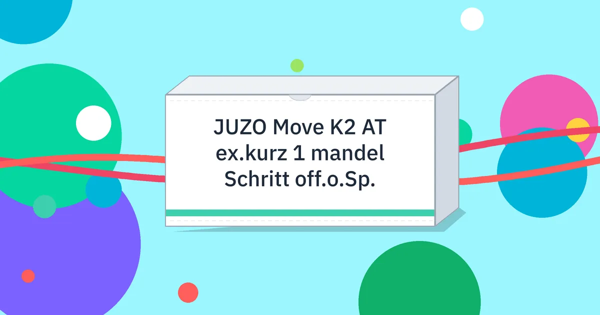Symbolbild: Packung mit der Aufschrift JUZO Move K2 AT ex.kurz 1 mandel Schritt off.o.Sp. (PZN 20672919) – Verfügbarkeit und Bezug in Apotheken in Frankfurt am Main