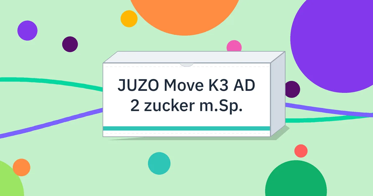 Symbolbild: Packung mit der Aufschrift JUZO Move K3 AD 2 zucker m.Sp. (PZN 18566535) – Verfügbarkeit und Bezug in Apotheken in Frankfurt am Main