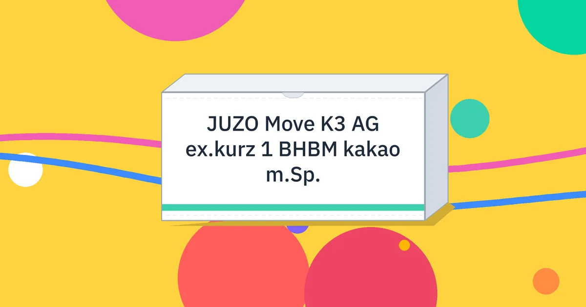 Symbolbild: Packung mit der Aufschrift JUZO Move K3 AG ex.kurz 1 BHBM kakao m.Sp. (PZN 18595927) – Verfügbarkeit und Bezug in Apotheken in Frankfurt am Main