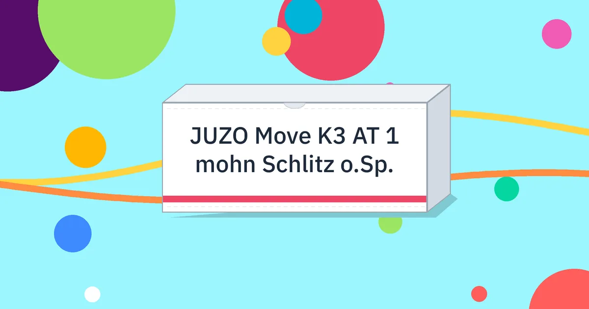Symbolbild: Packung mit der Aufschrift JUZO Move K3 AT 1 mohn Schlitz o.Sp. (PZN 20679703) – Verfügbarkeit und Bezug in Apotheken in Frankfurt am Main