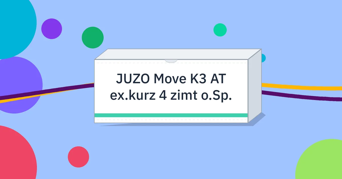Symbolbild: Packung mit der Aufschrift JUZO Move K3 AT ex.kurz 4 zimt o.Sp. (PZN 20681491) – Verfügbarkeit und Bezug in Apotheken in Frankfurt am Main