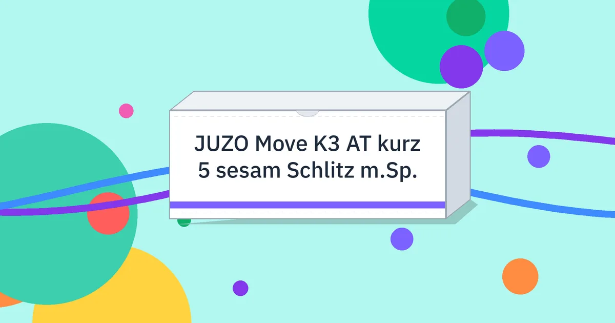 Symbolbild: Packung mit der Aufschrift JUZO Move K3 AT kurz 5 sesam Schlitz m.Sp. (PZN 20684176) – Verfügbarkeit und Bezug in Apotheken in Frankfurt am Main