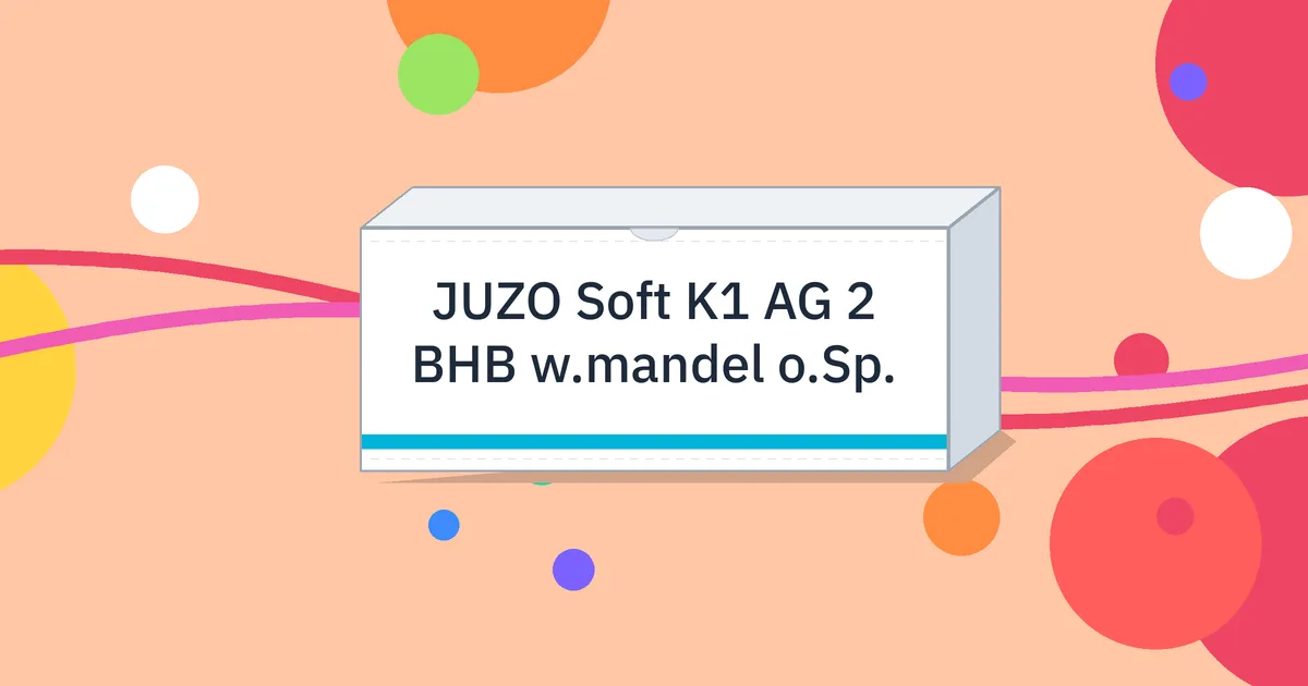 Symbolbild: Packung mit der Aufschrift JUZO Soft K1 AG 2 BHB w.mandel o.Sp. (PZN 14837629) – Verfügbarkeit und Bezug in Apotheken in Frankfurt am Main