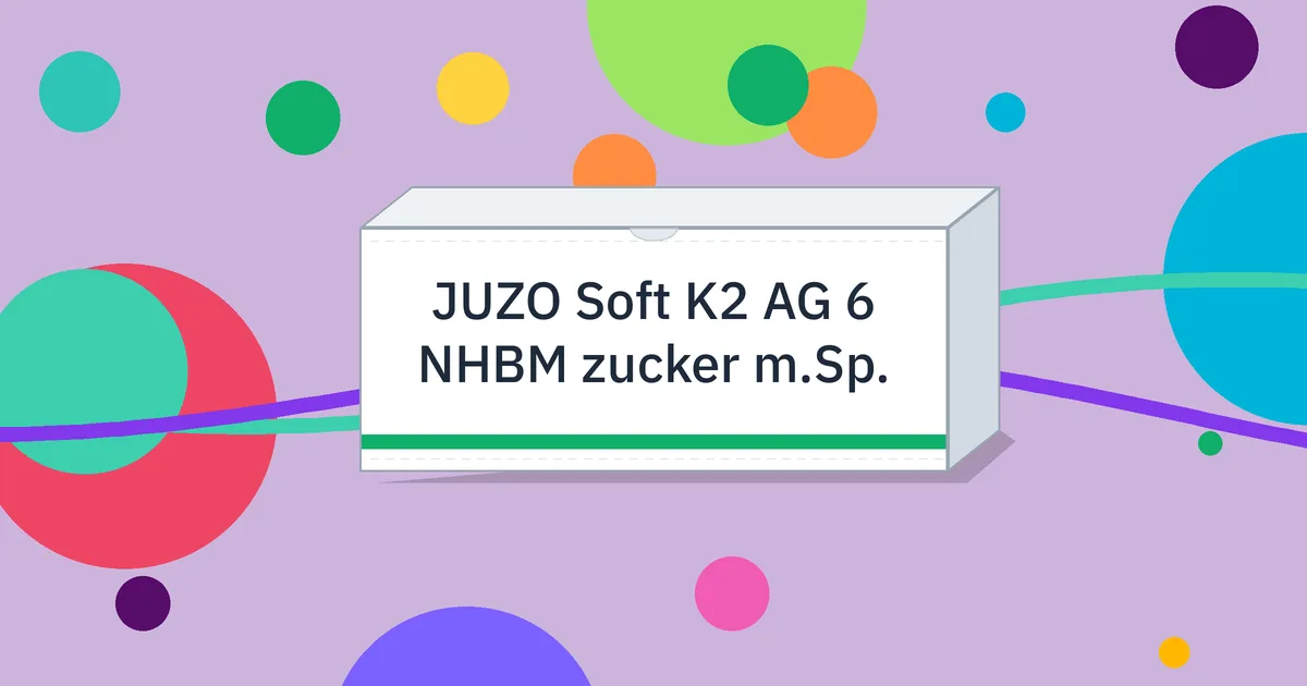 Symbolbild: Packung mit der Aufschrift JUZO Soft K2 AG 6 NHBM zucker m.Sp. (PZN 15019525) – Verfügbarkeit und Bezug in Apotheken in Frankfurt am Main