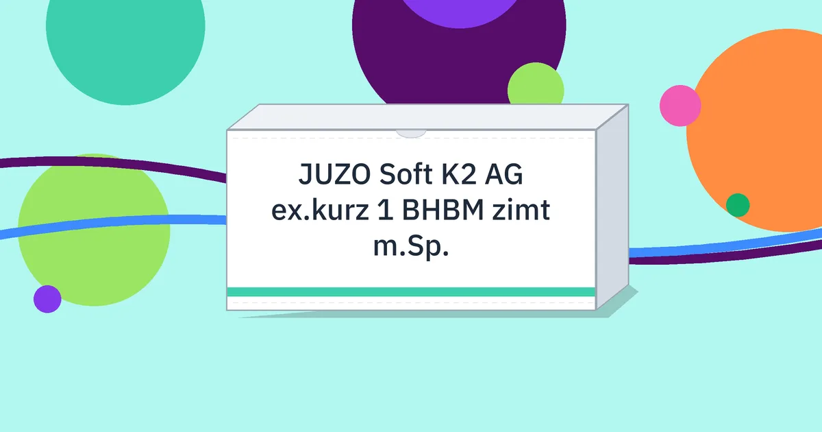 Symbolbild: Packung mit der Aufschrift JUZO Soft K2 AG ex.kurz 1 BHBM zimt m.Sp. (PZN 14860114) – Verfügbarkeit und Bezug in Apotheken in Frankfurt am Main