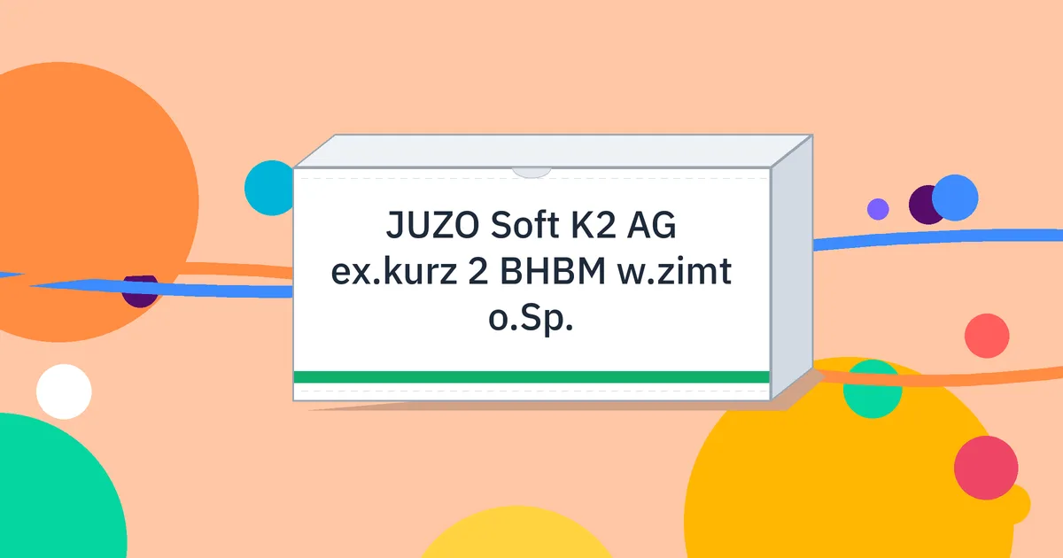 Symbolbild: Packung mit der Aufschrift JUZO Soft K2 AG ex.kurz 2 BHBM w.zimt o.Sp. (PZN 14870006) – Verfügbarkeit und Bezug in Apotheken in Frankfurt am Main