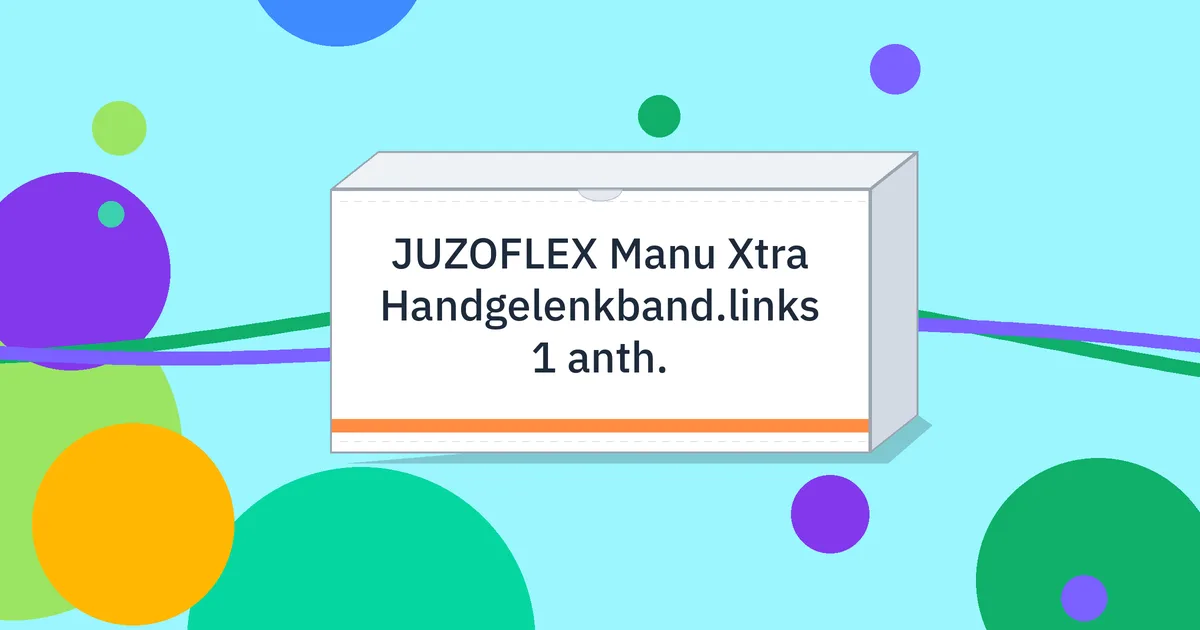 Symbolbild: Packung mit der Aufschrift JUZOFLEX Manu Xtra Handgelenkband.links 1 anth. (PZN 16635309) – Verfügbarkeit und Bezug in Apotheken in Frankfurt am Main