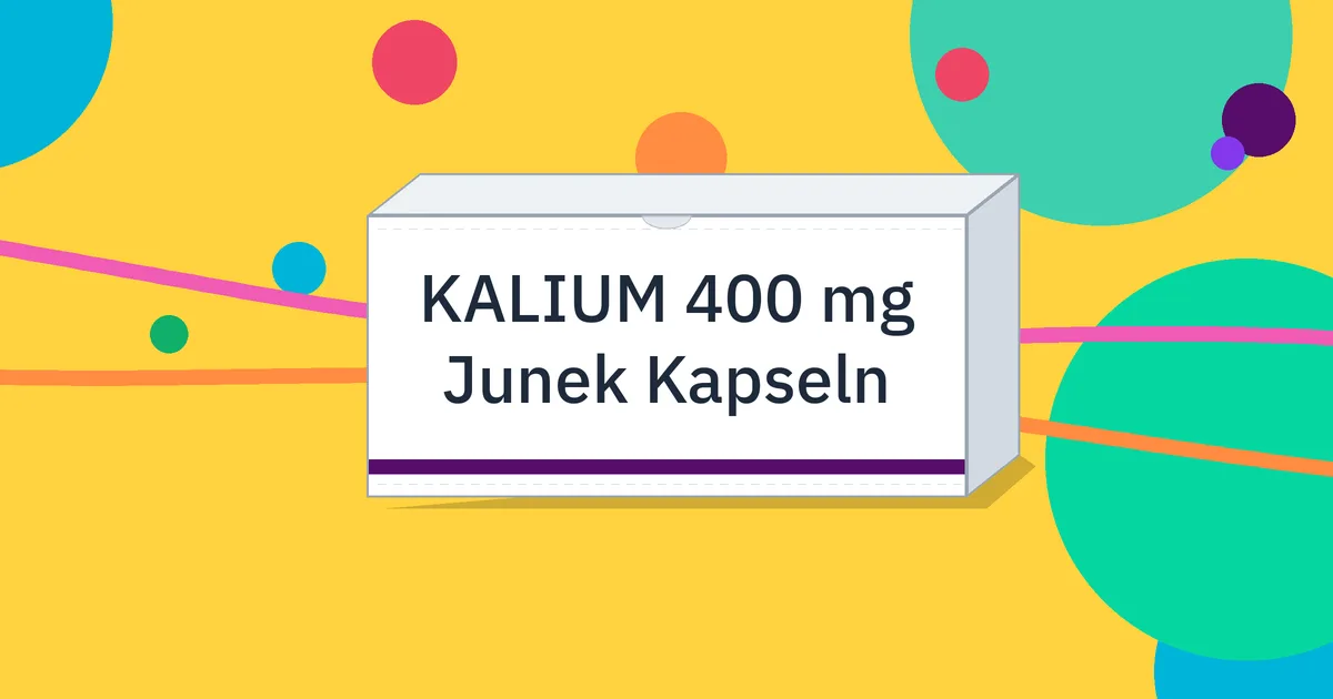 Symbolbild: Packung mit der Aufschrift KALIUM 400 mg Junek Kapseln (PZN 10336994) – Verfügbarkeit und Bezug in Apotheken in Frankfurt am Main