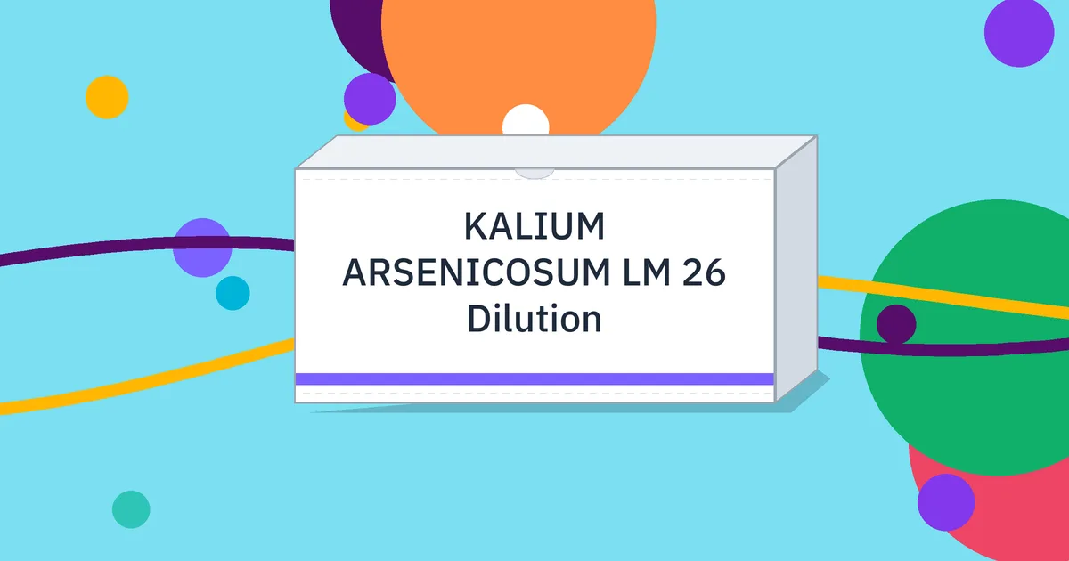 Symbolbild: Packung mit der Aufschrift KALIUM ARSENICOSUM LM 26 Dilution (PZN 12917175) – Verfügbarkeit und Bezug in Apotheken in Frankfurt am Main