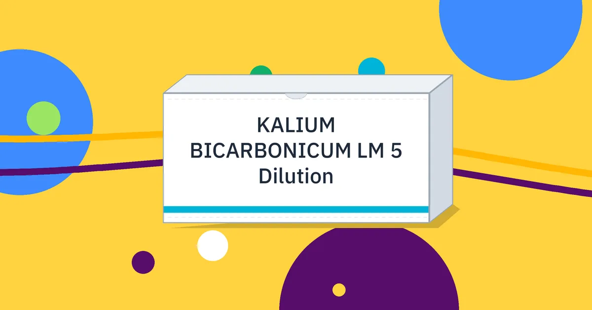 Symbolbild: Packung mit der Aufschrift KALIUM BICARBONICUM LM 5 Dilution (PZN 13783363) – Verfügbarkeit und Bezug in Apotheken in Frankfurt am Main