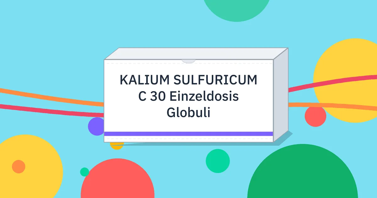 Symbolbild: Packung mit der Aufschrift KALIUM SULFURICUM C 30 Einzeldosis Globuli (PZN 01918131) – Verfügbarkeit und Bezug in Apotheken in Frankfurt am Main