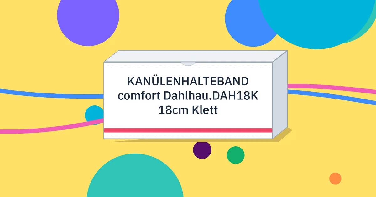 Symbolbild: Packung mit der Aufschrift KANÜLENHALTEBAND comfort Dahlhau.DAH18K 18cm Klett (PZN 08883507) – Verfügbarkeit und Bezug in Apotheken in Frankfurt am Main