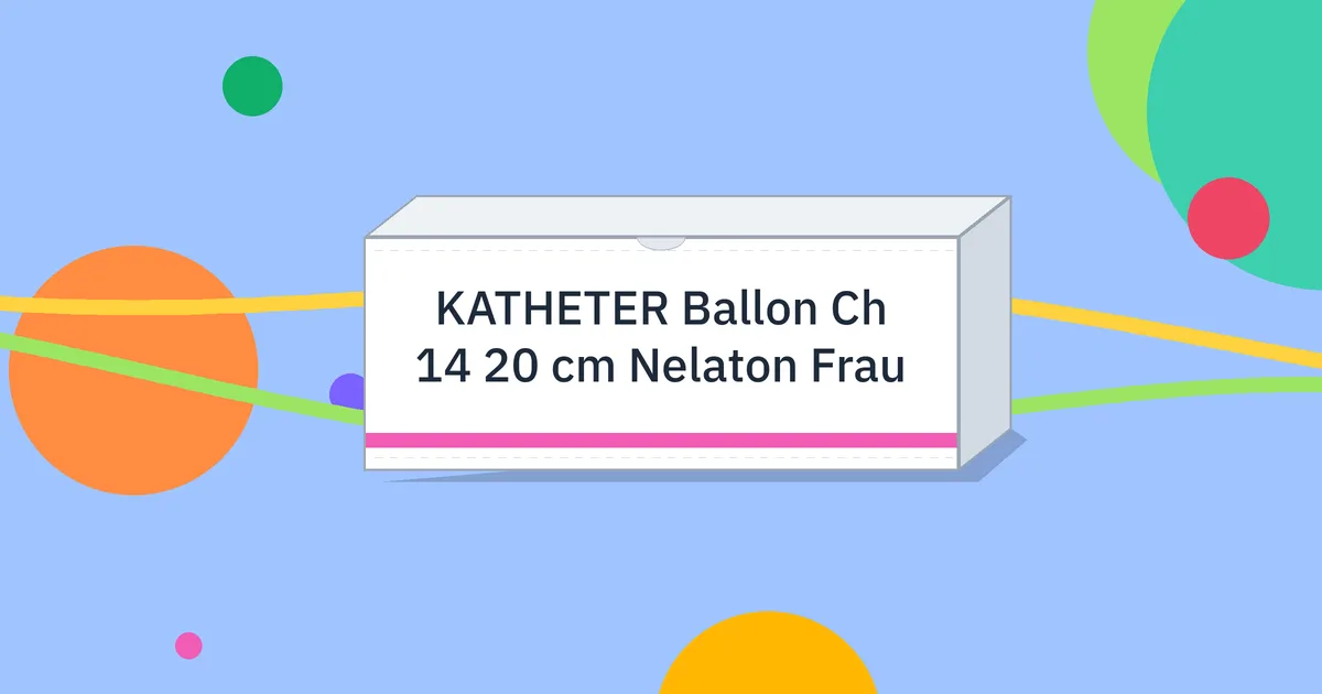 Symbolbild: Packung mit der Aufschrift KATHETER Ballon Ch 14 20 cm Nelaton Frau (PZN 01965952) – Verfügbarkeit und Bezug in Apotheken in Frankfurt am Main