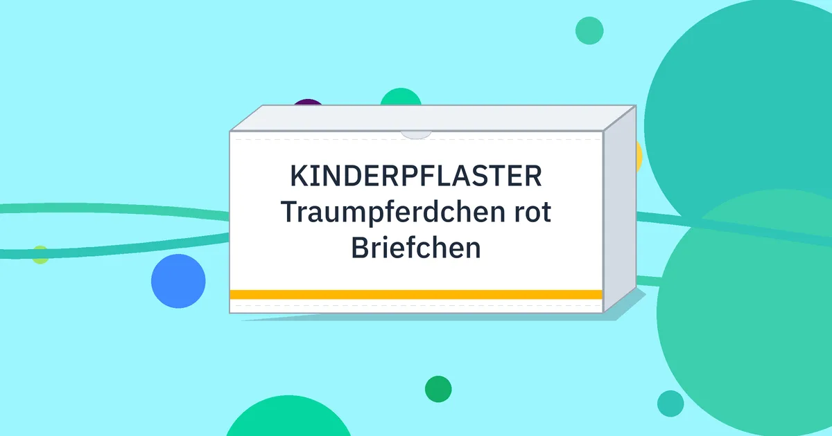Symbolbild: Packung mit der Aufschrift KINDERPFLASTER Traumpferdchen rot Briefchen (PZN 09078110) – Verfügbarkeit und Bezug in Apotheken in Frankfurt am Main