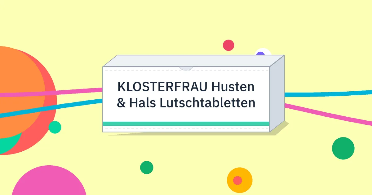Symbolbild: Packung mit der Aufschrift KLOSTERFRAU Husten & Hals Lutschtabletten (PZN 13568179) – Verfügbarkeit und Bezug in Apotheken in Frankfurt am Main
