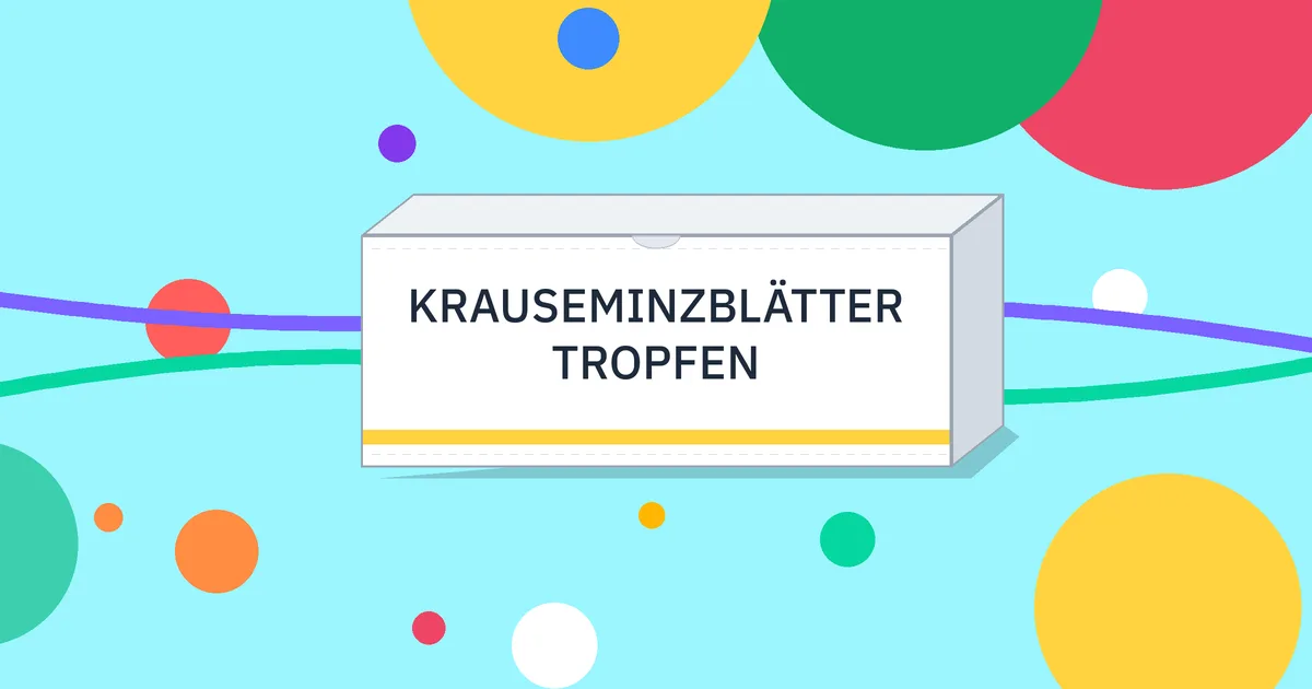 Symbolbild: Packung mit der Aufschrift KRAUSEMINZBLÄTTER TROPFEN (PZN 14282290) – Verfügbarkeit und Bezug in Apotheken in Frankfurt am Main