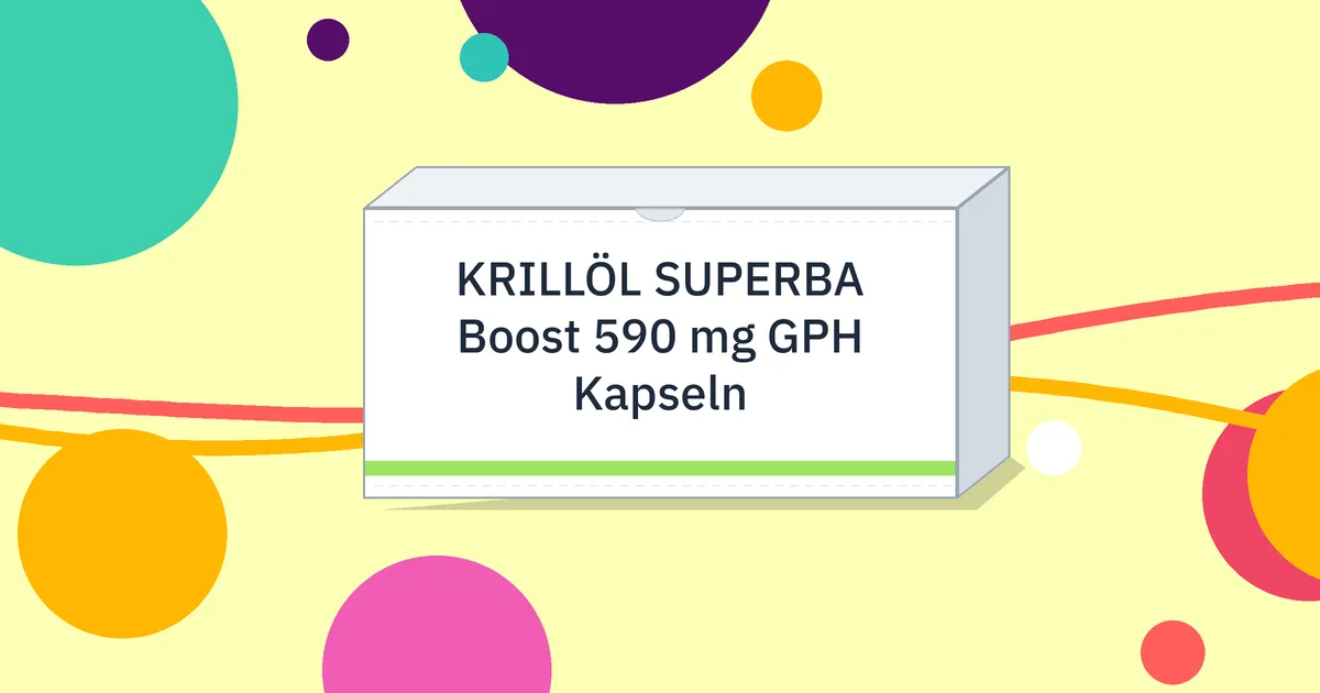 Symbolbild: Packung mit der Aufschrift KRILLÖL SUPERBA Boost 590 mg GPH Kapseln (PZN 20891024) – Verfügbarkeit und Bezug in Apotheken in Frankfurt am Main
